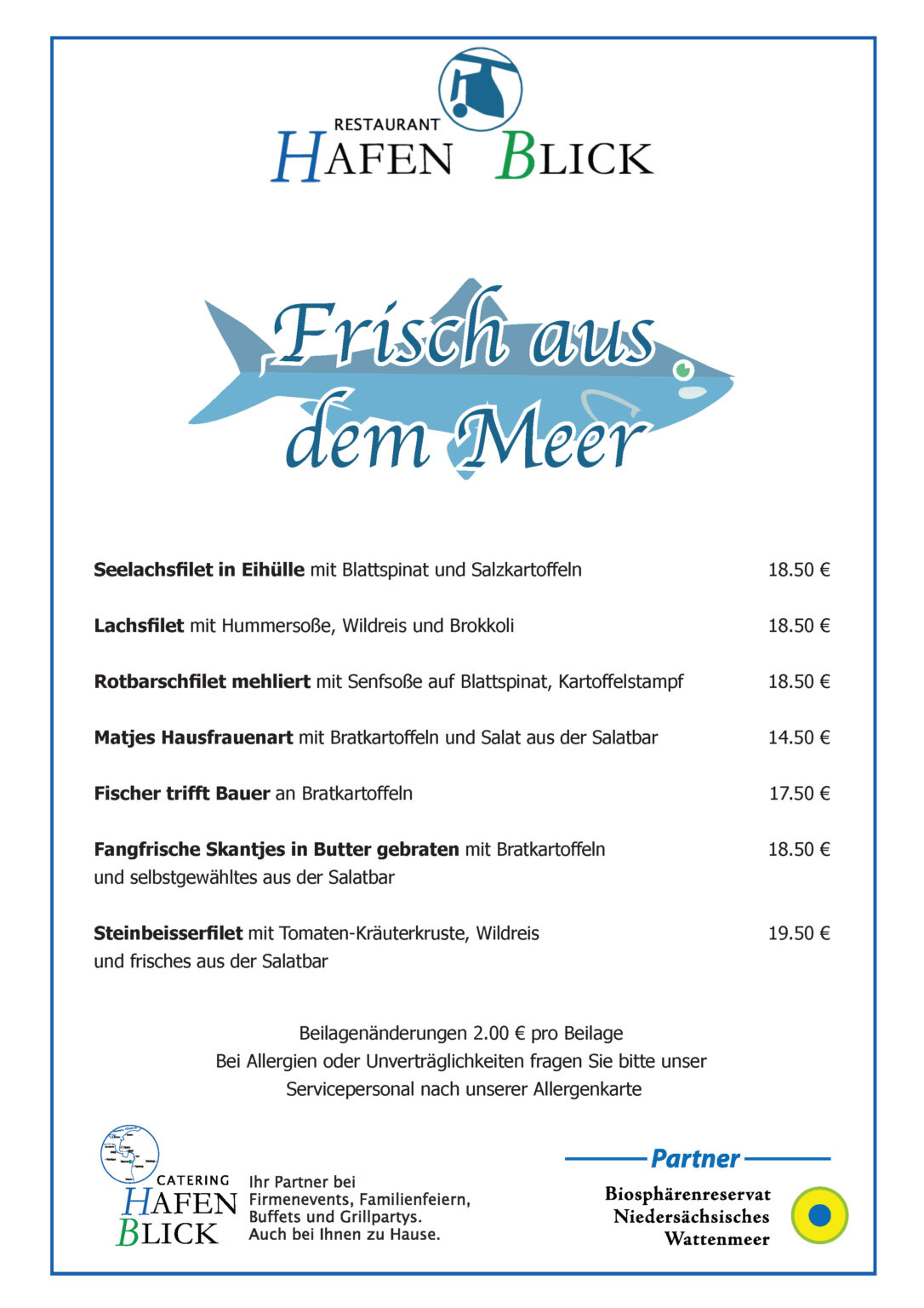 Restaurant Hafenblick - Speisekarte